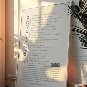 Apostles' Creed Wall Art Poster/canvas, Christian Doctrine Modern ...
