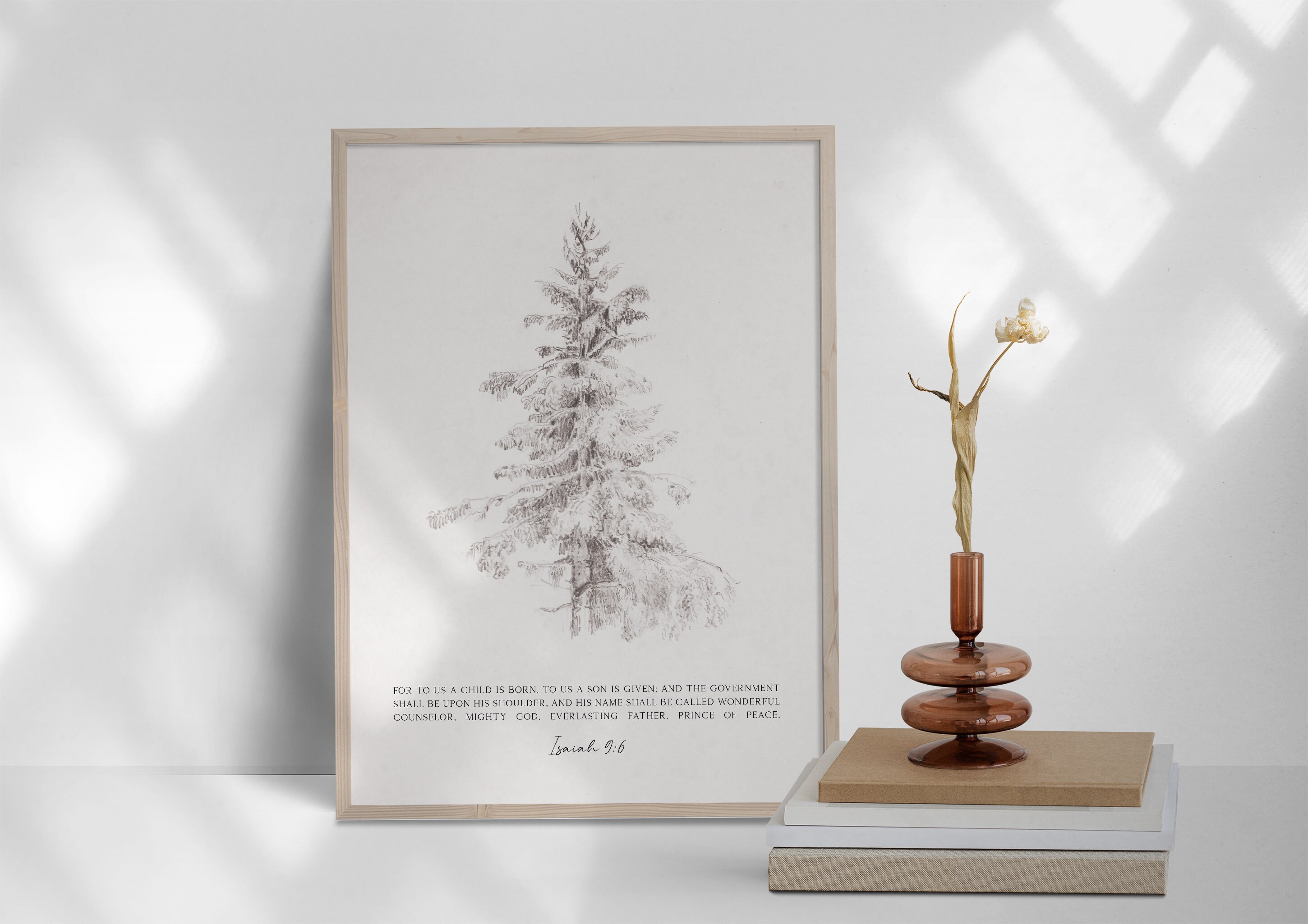 Isaiah 9:6 Christmas Bible Verse Wall Art Unframed Poster, Vintage ...