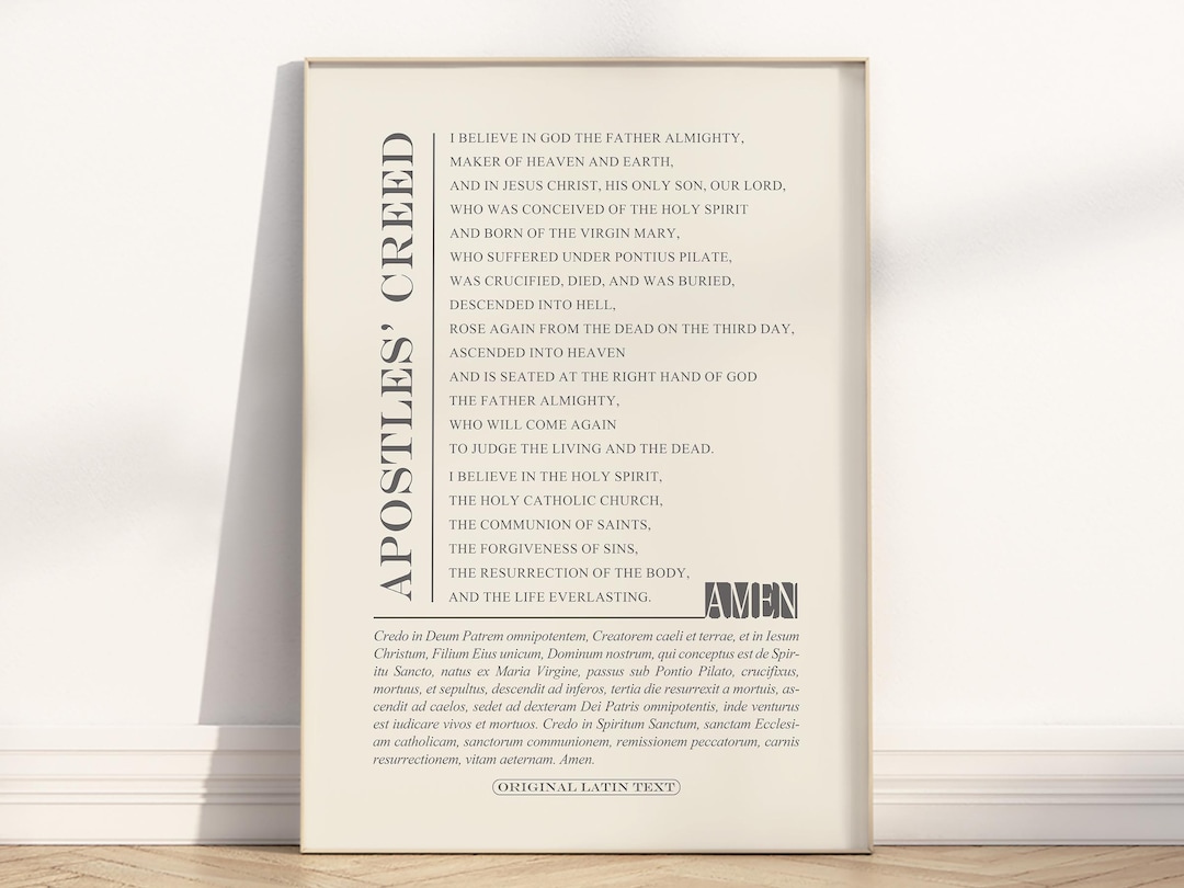 Apostles' Creed Wall Art Poster/canvas, Christian Doctrine Modern ...
