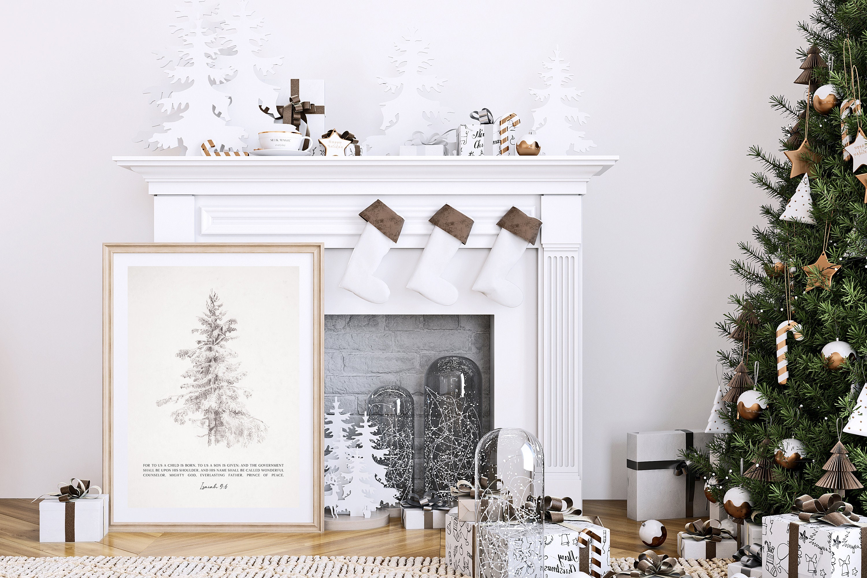 Isaiah 9:6 Christmas Bible Verse Wall Art Unframed Poster, Vintage ...