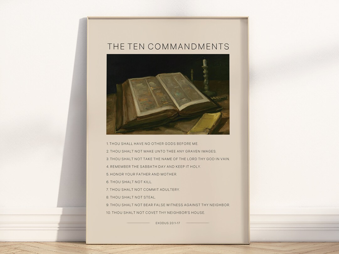 The Ten Commandments Bible Verse Wall Art Poster/canvas, Exodus 20:1-17 ...