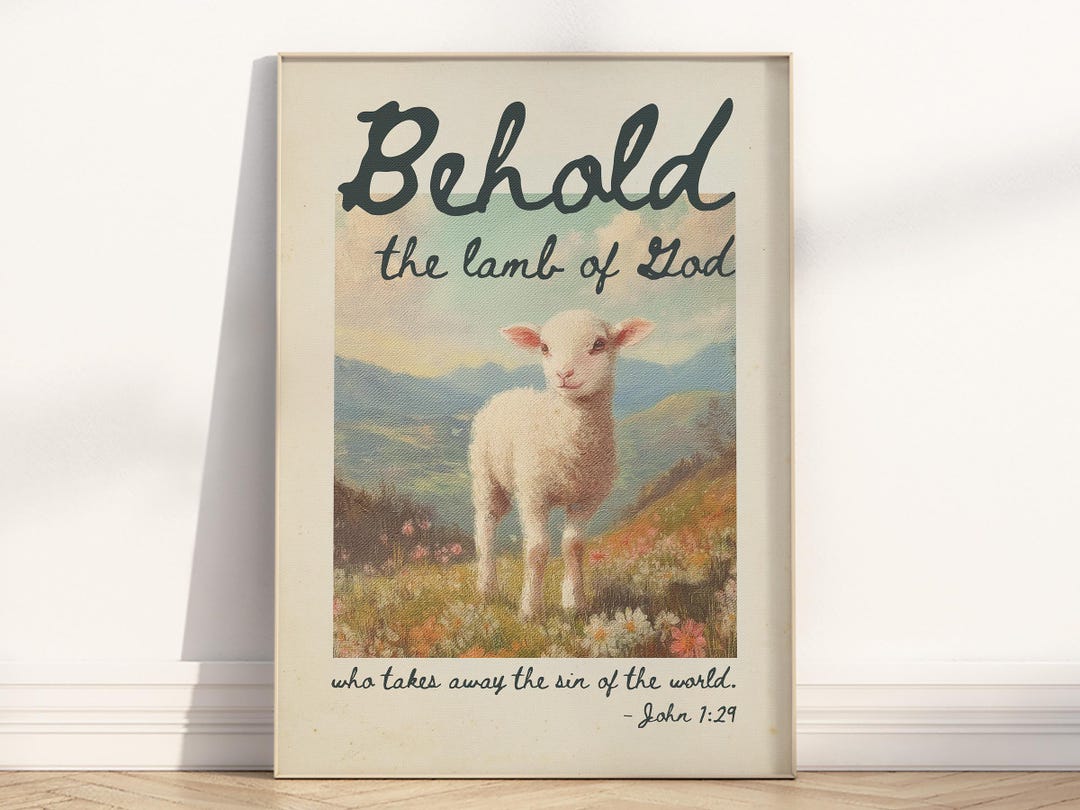 John 1:29 Behold the Lamb of God Bible Verse Wall Art Poster/canvas ...
