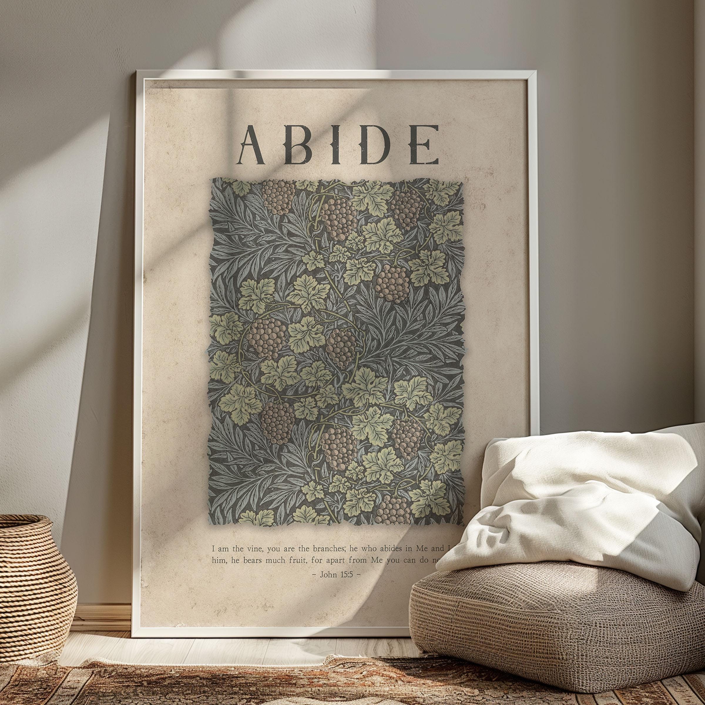 John 15:5 Vine and Branches Bible Verse Wall Art Poster/canvas, Vintage ...