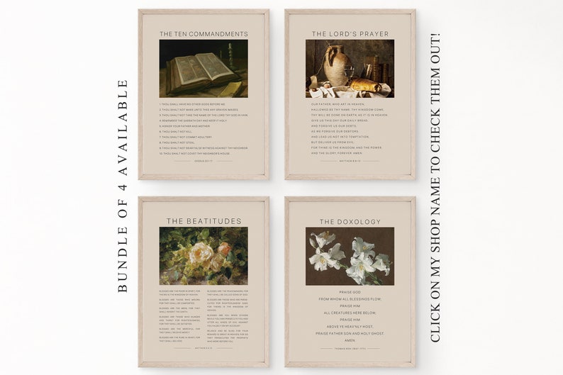 The Beatitudes Bible Verse Wall Art Poster/canvas, Sermon on the Mount ...