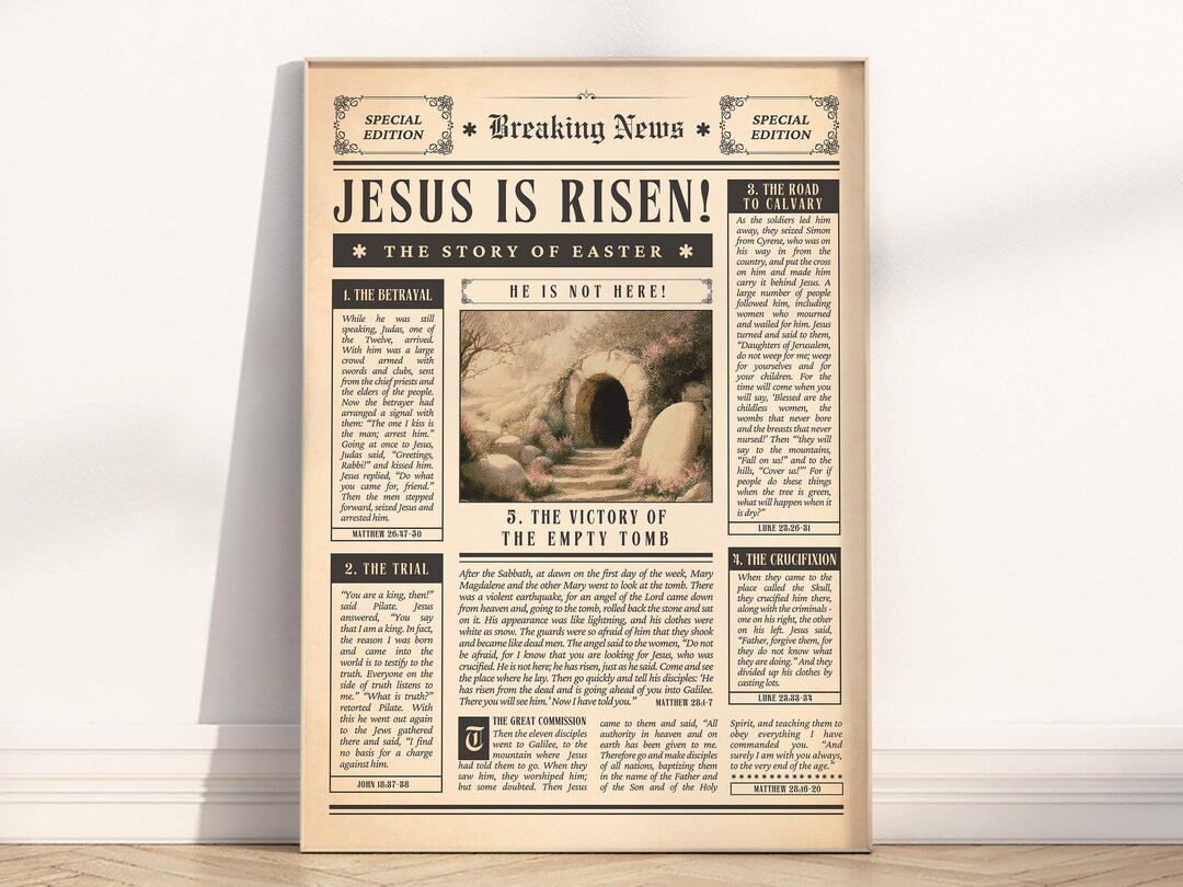 Easter Story Jesus Empty Tomb Bible Verse Wall Art Poster/canvas ...
