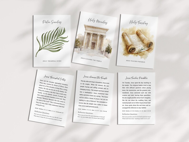 Christian Holy Week Easter Story Cards, Religious Easter Advent ...