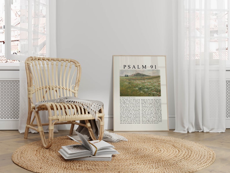 Psalm 91 My Refuge and My Fortress Bible Verse Unframed Poster Wall Art ...