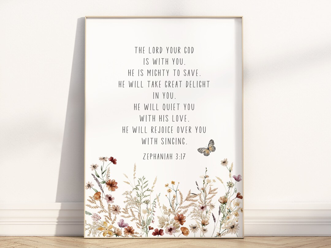 Zephaniah 3:17 the Lord Your God is With You Bible Verse Wall Art ...