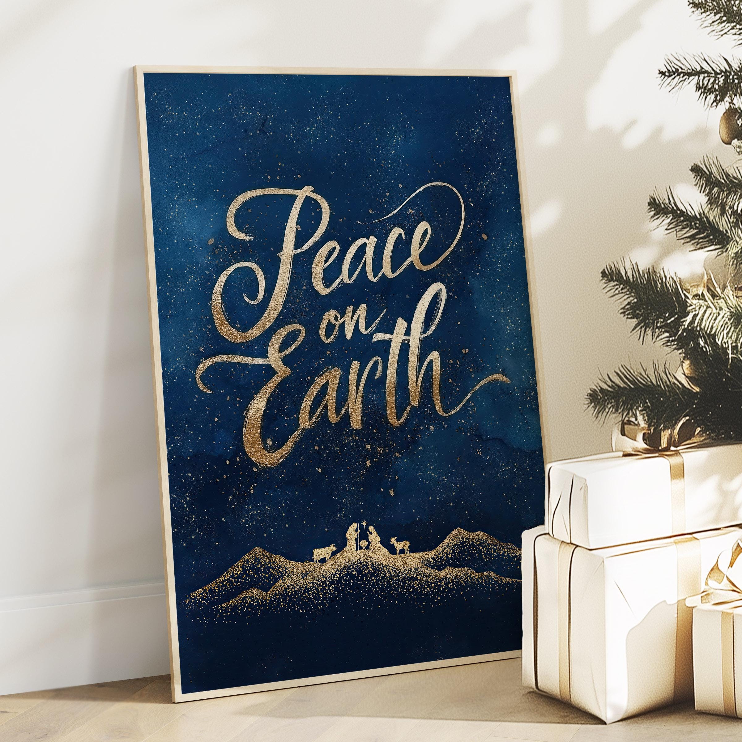 Peace on Earth Christmas Bible Verse Wall Art Poster/canvas, Christian ...