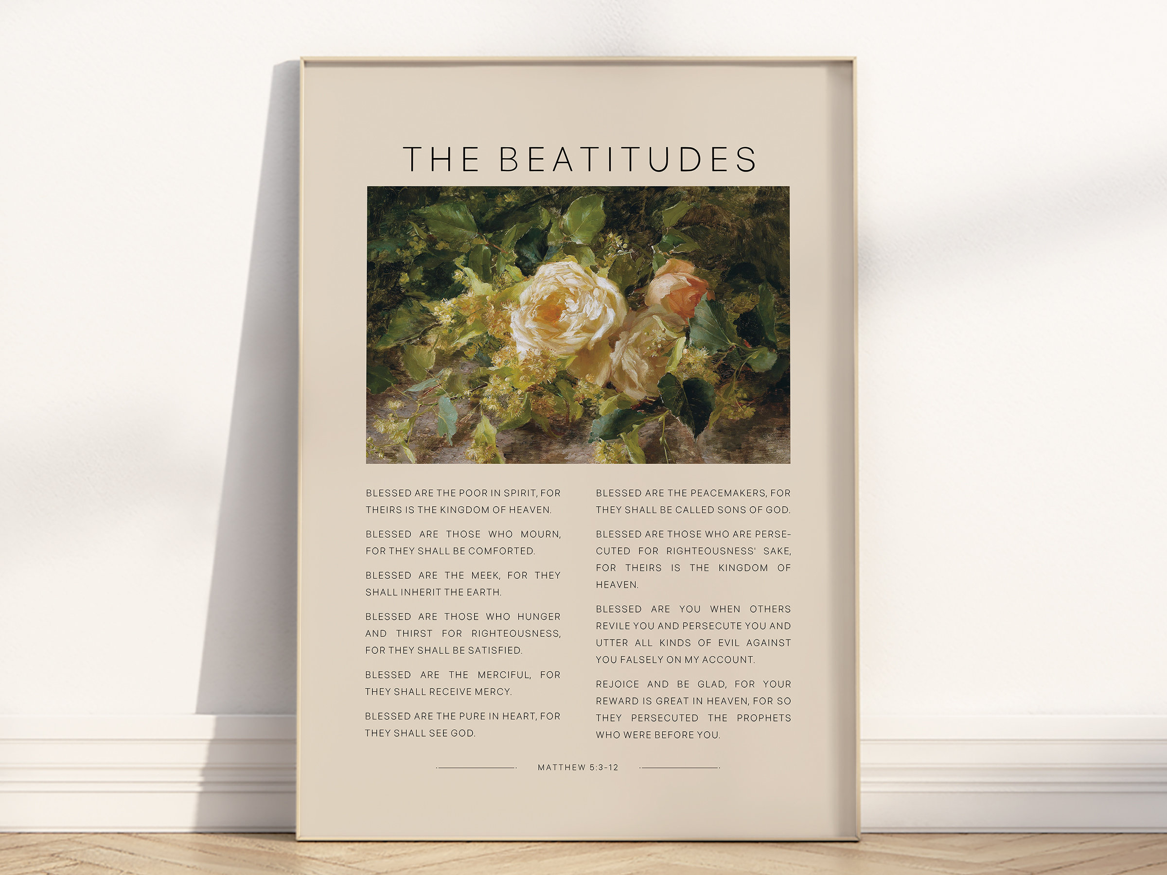 The Beatitudes Bible Verse Wall Art Poster/canvas, Sermon on the Mount ...