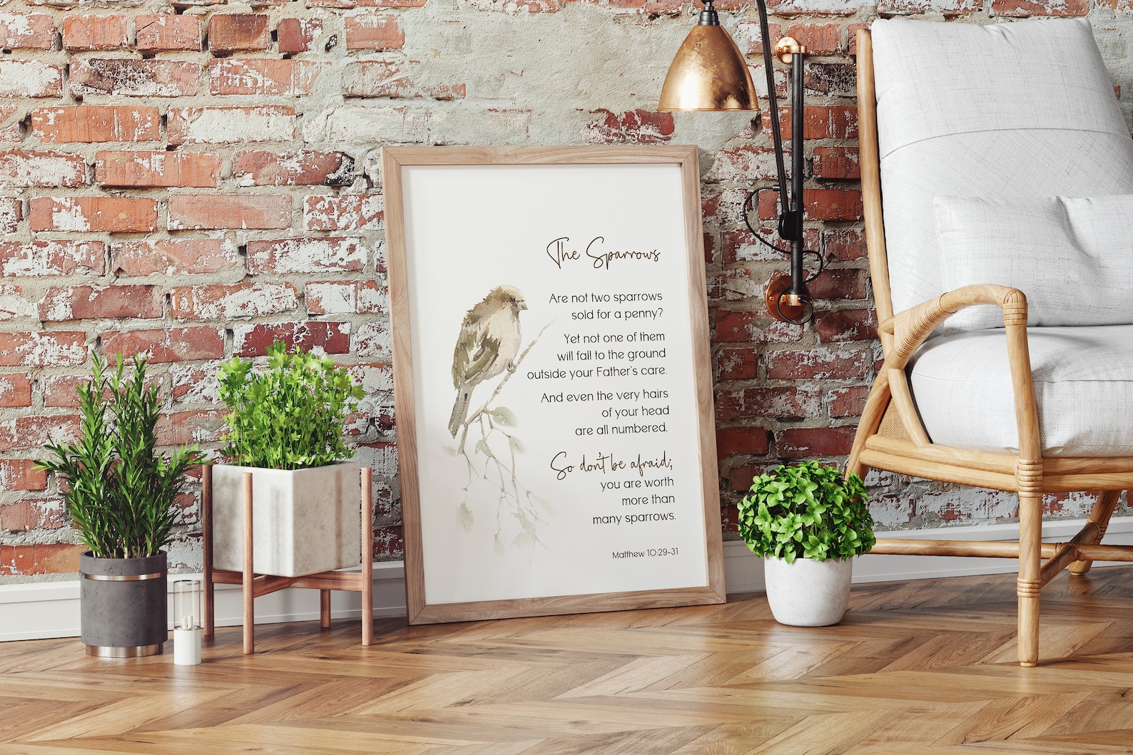 The Sparrow Bible Verse Poster, Modern Christian Watercolor Wall Art ...