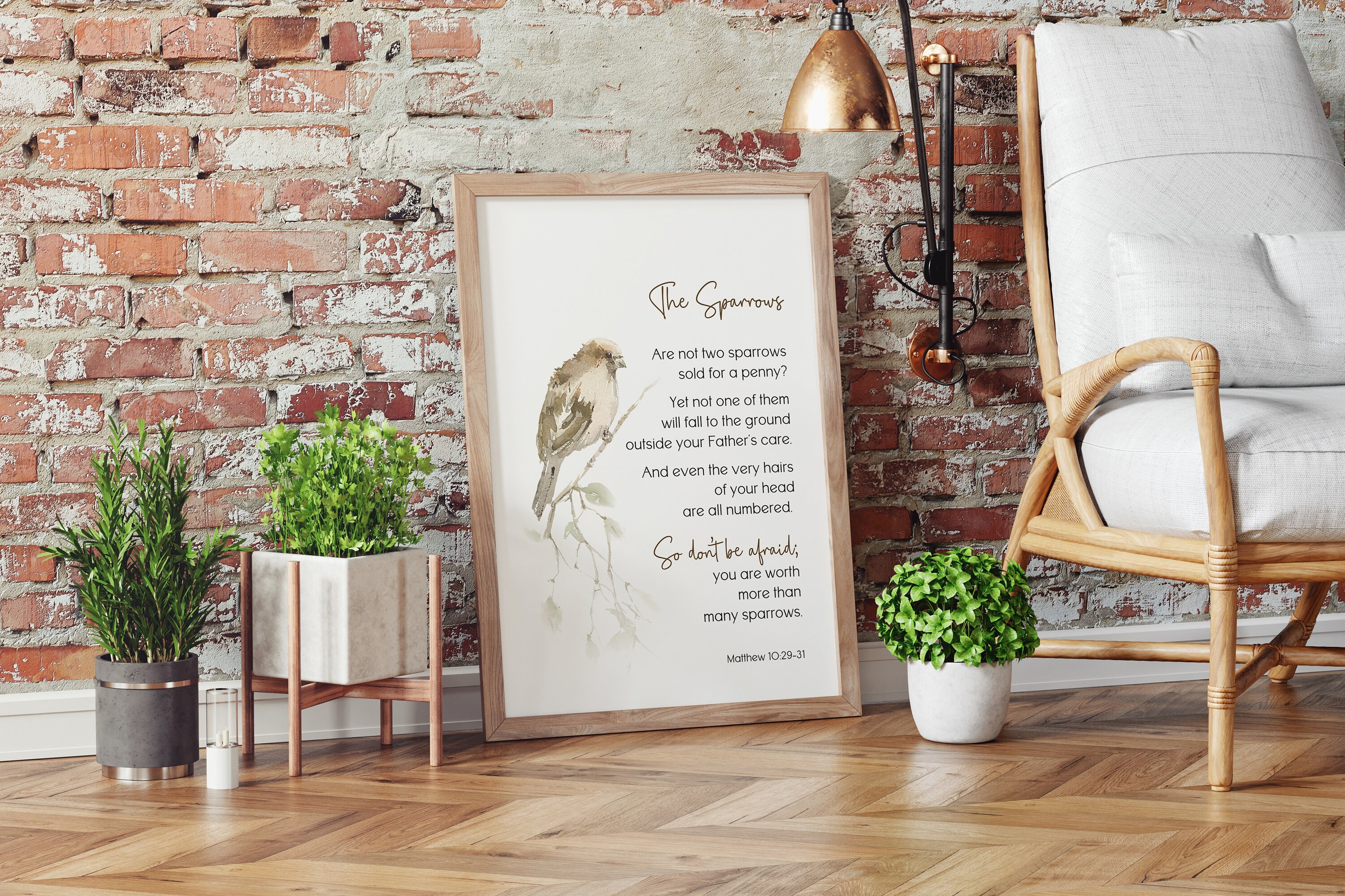 The Sparrow Bible Verse Poster, Modern Christian Watercolor Wall Art ...