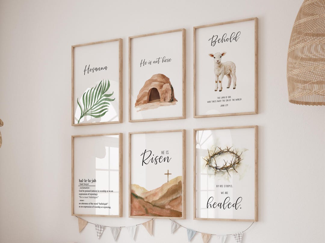 Christian Easter Story Bible Verse Wall Art Poster/canvas Set of 6 ...