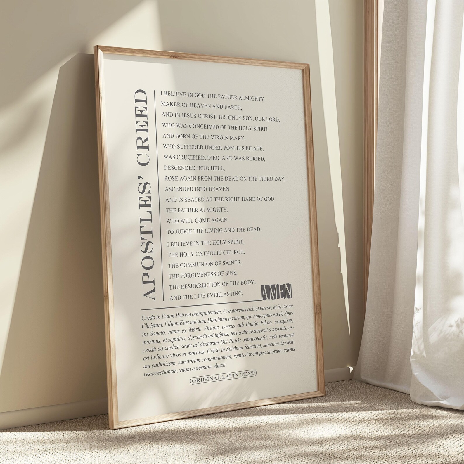Apostles Creed Wall Art Poster/canvas, Christian Doctrine Modern ...