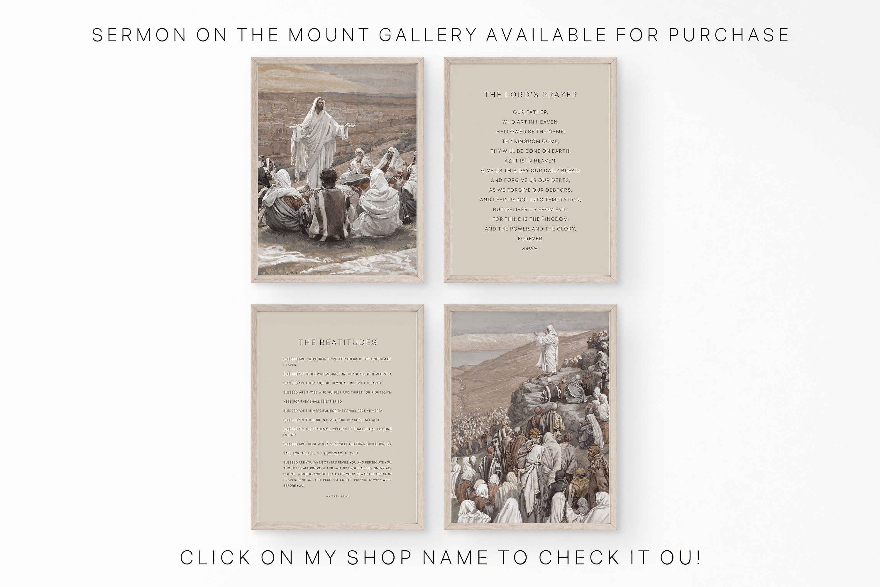 The Beatitudes Bible Verse Wall Art Unframed Poster Set of 2, Sermon on ...