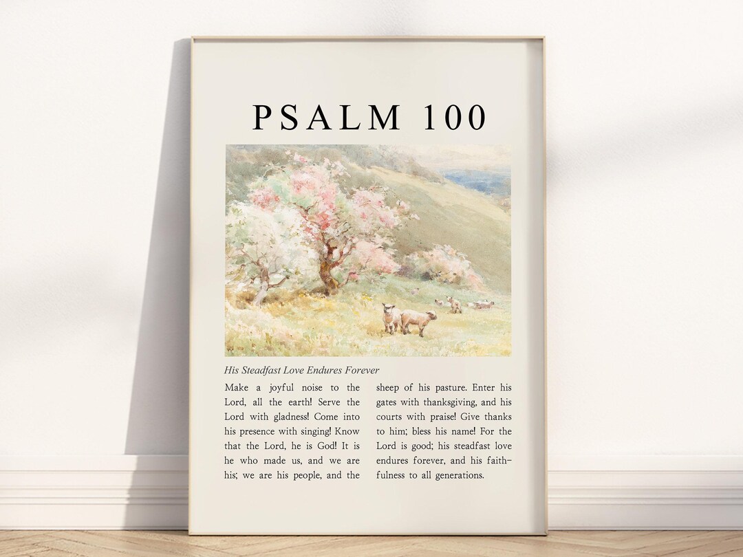 Psalm 100 His Steadfast Love Endures Forever Bible Verse Wall Art Poster/canvas, Vintage ...