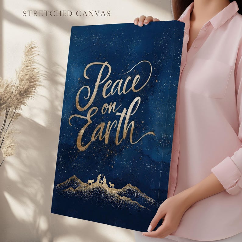 Peace on Earth Christmas Bible Verse Wall Art Poster/canvas, Christian ...