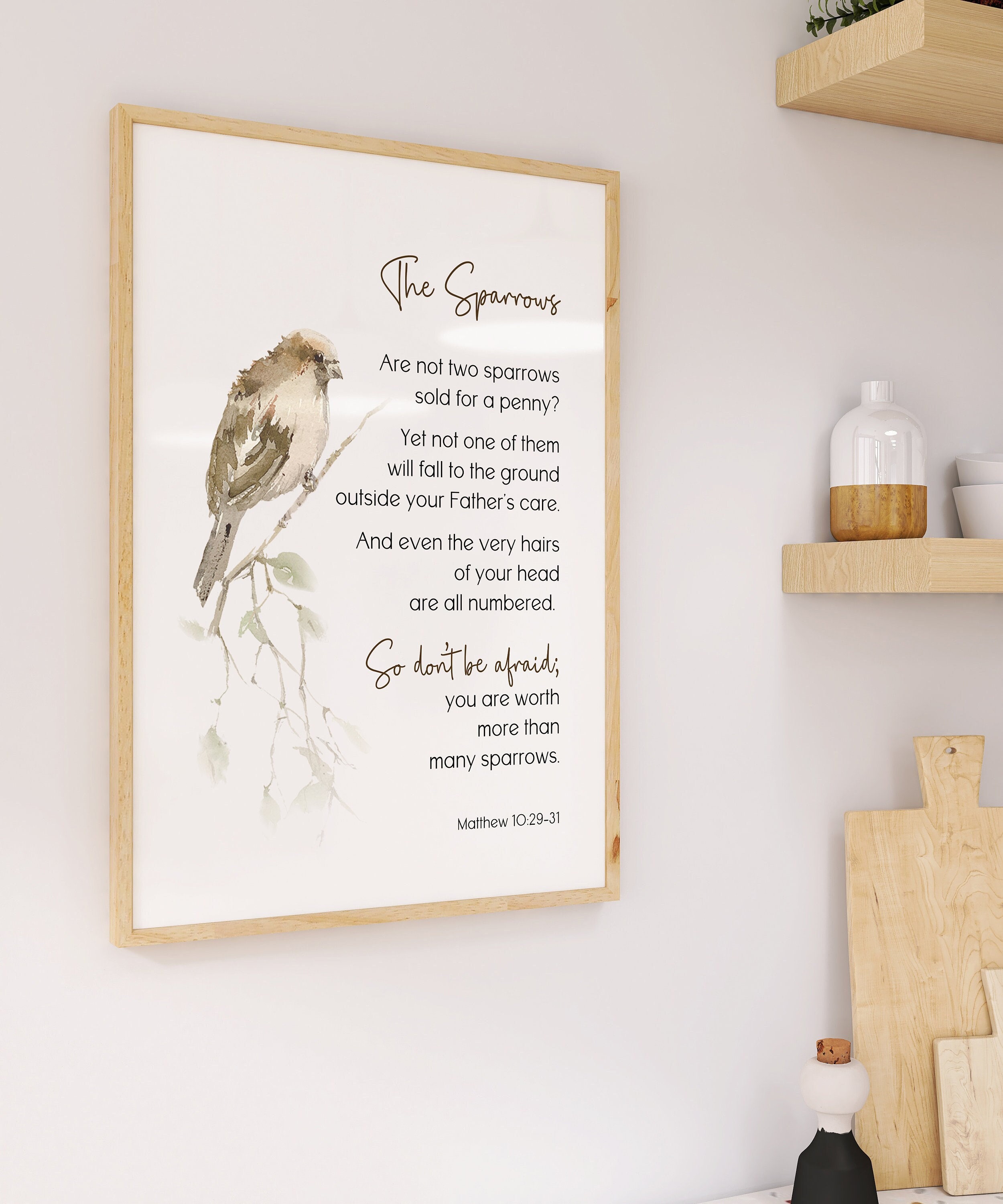 The Sparrow Bible Verse Poster, Modern Christian Watercolor Wall Art ...