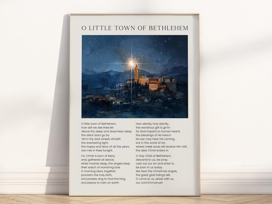 O Little Town of Bethlehem Christmas Hymn Wall Art Poster/canvas ...