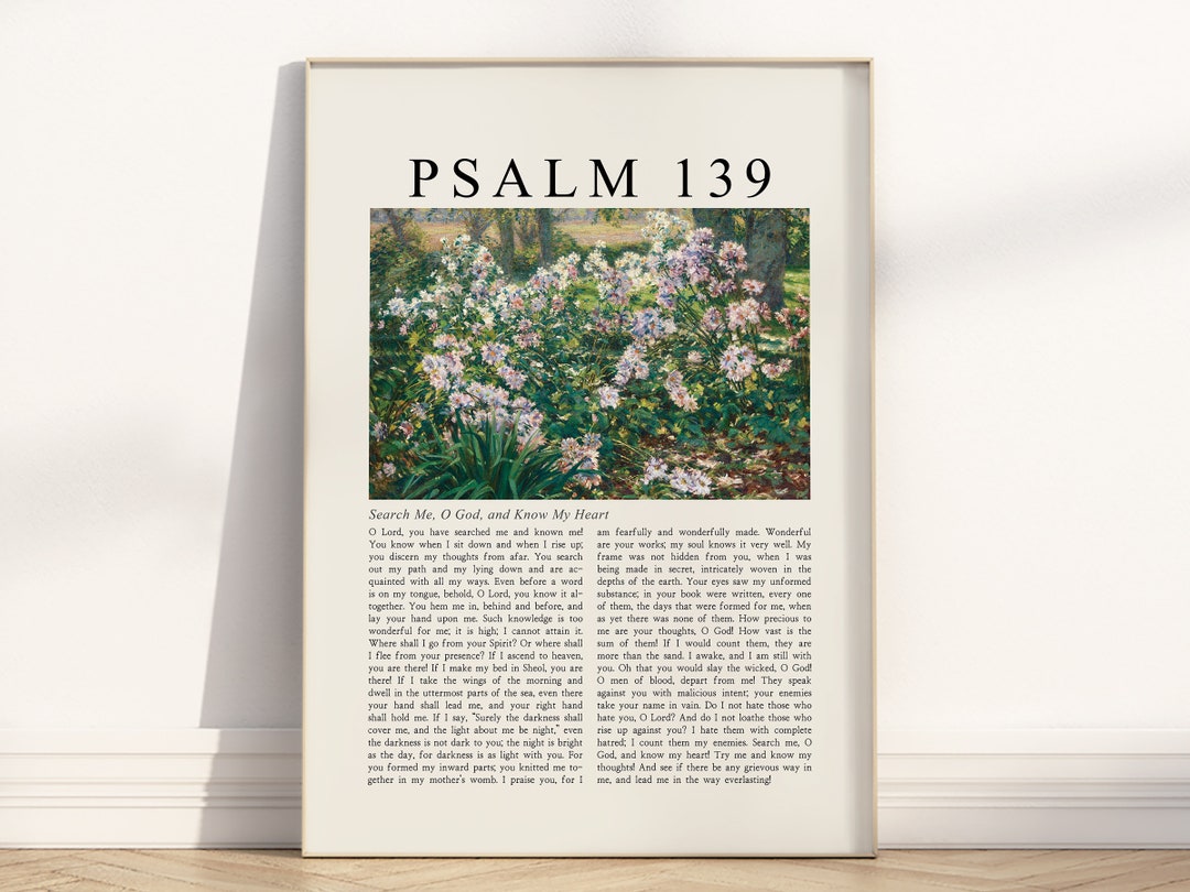 Psalm 139 Full Chapter Bible Verse Wall Art Poster/canvas, Vintage ...