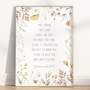 Jeremiah 29:11 for I Know the Plans Bible Verse Wall Art Poster/canvas ...