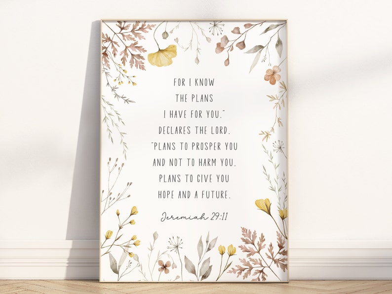Jeremiah 29:11 for I Know the Plans Bible Verse Unframed Poster Wall ...