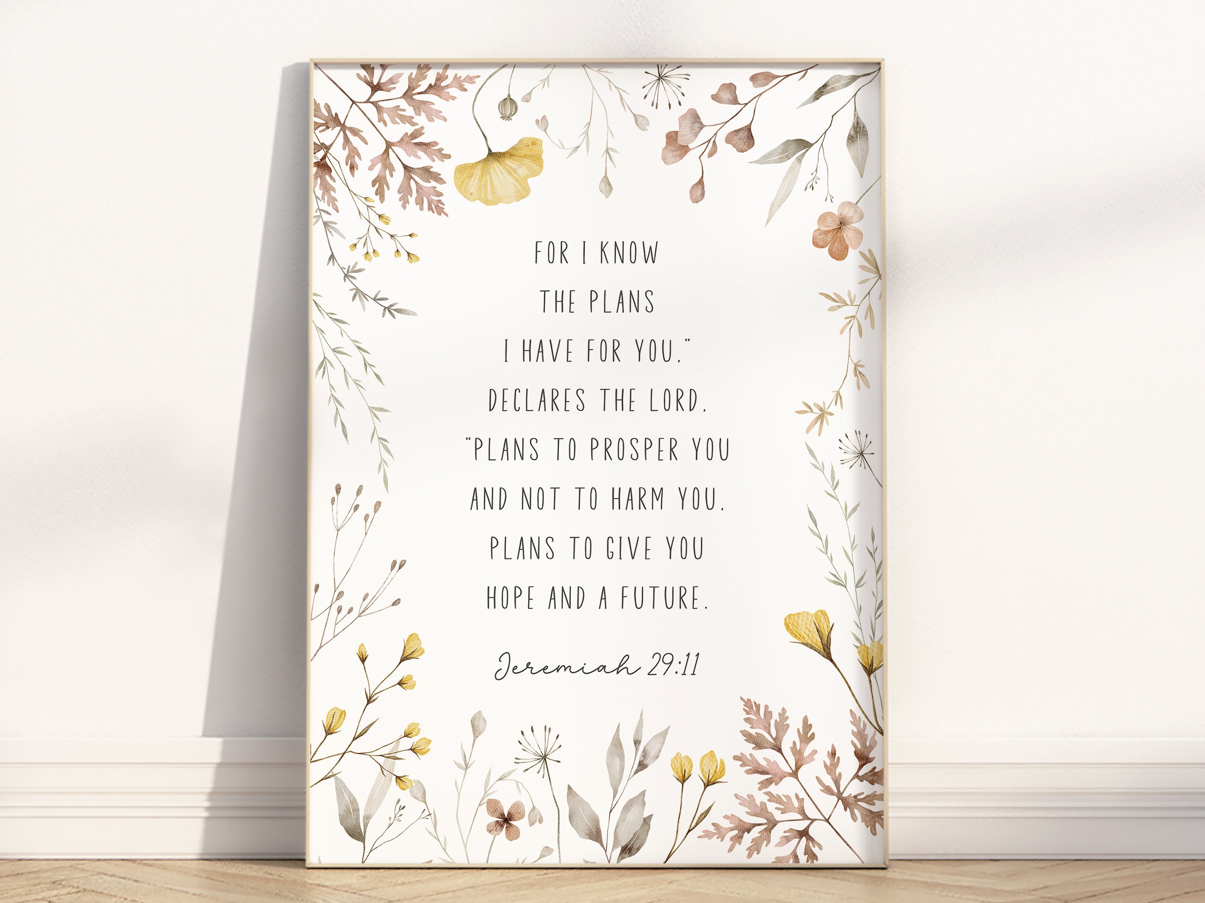 Jeremiah 29:11 for I Know the Plans Bible Verse Wall Art Poster/canvas ...