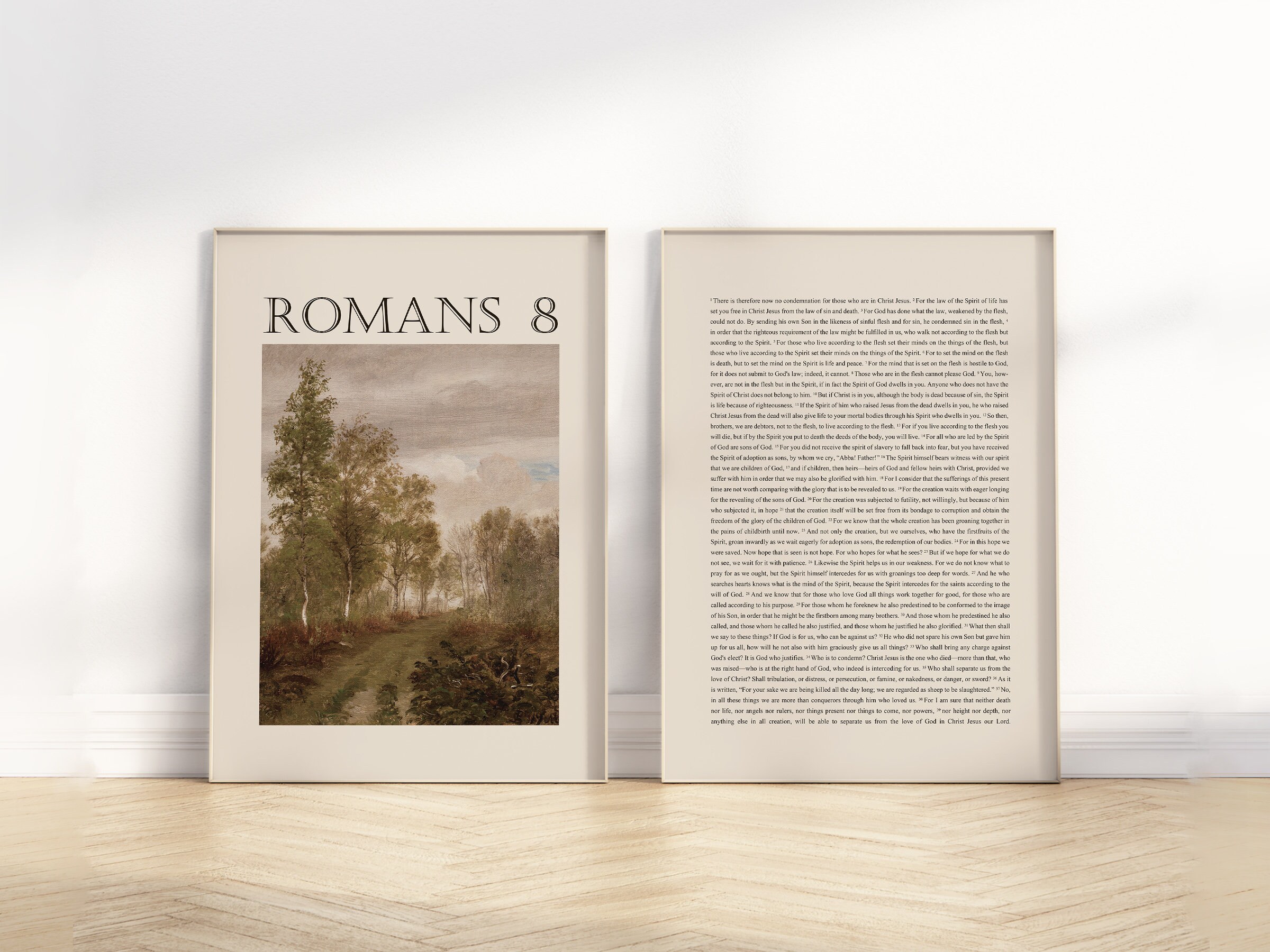 Romans 8 Full Chapter Bible Verse Wall Art Unframed Poster, Set of 2 ...