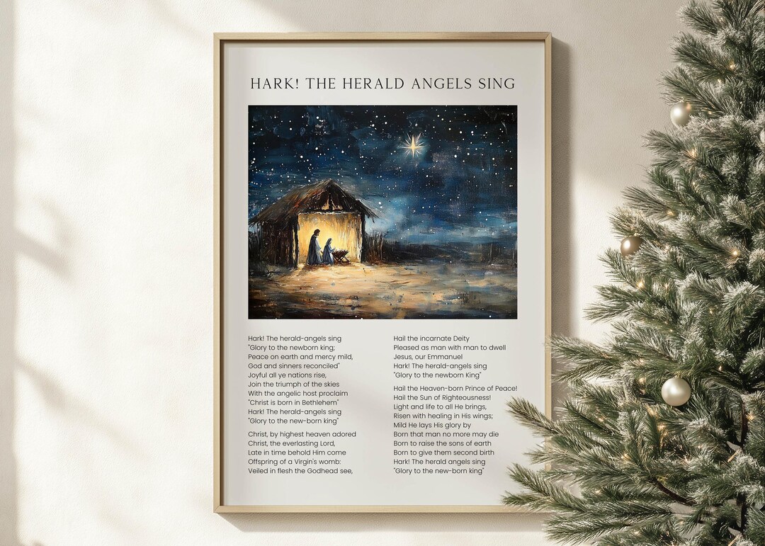 Hark the Herald Angels Sing Christmas Hymn Wall Art Poster/canvas ...