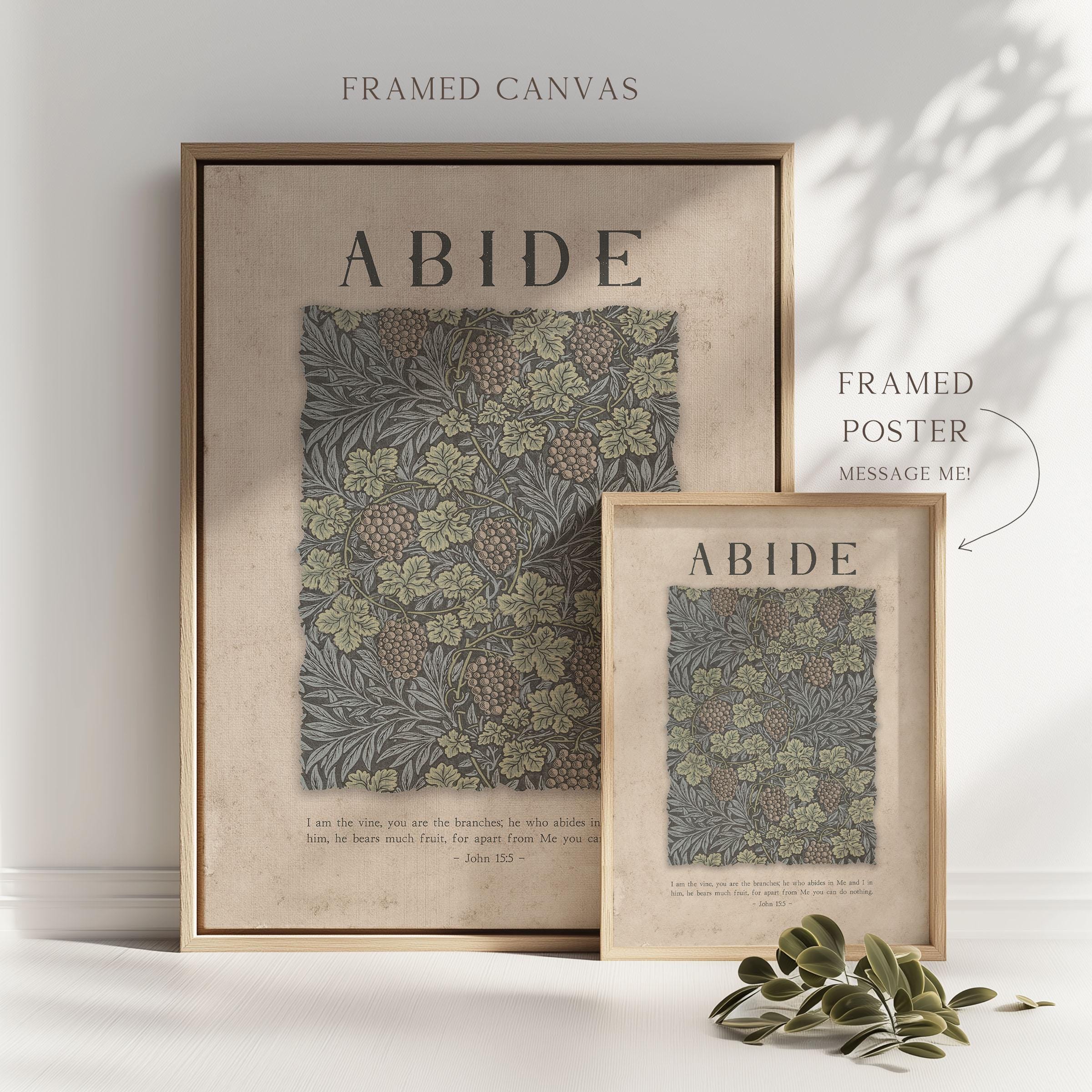 John 15:5 Vine and Branches Bible Verse Wall Art Poster/canvas, Vintage ...