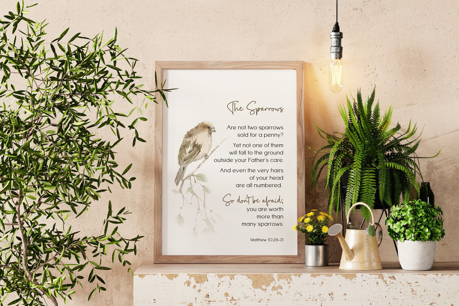 The Sparrow Bible Verse Poster, Modern Christian Watercolor Wall Art ...