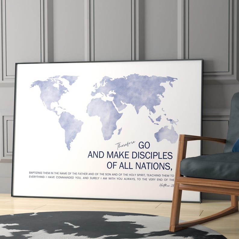 The Great Commission Matthew 28:19-20 Bible Verse Wall Art Poster ...