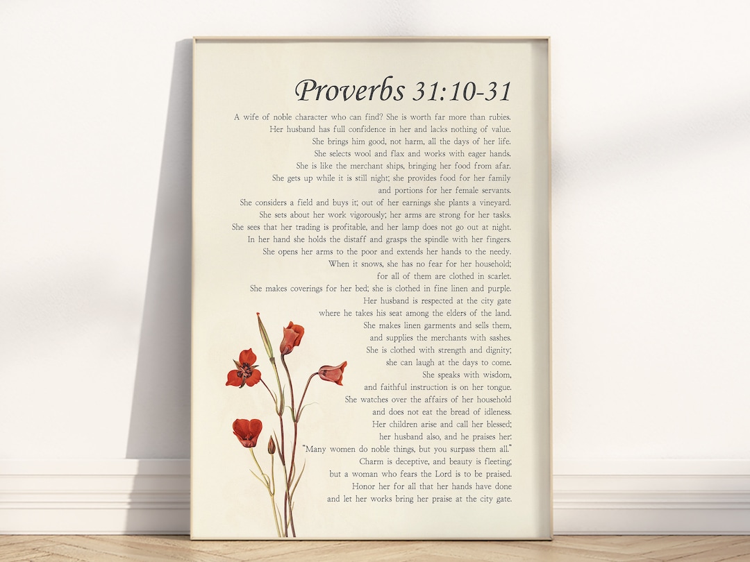Proverbs 31 Virtuous Woman Christian Bible Verse Wall Art Poster/canvas ...