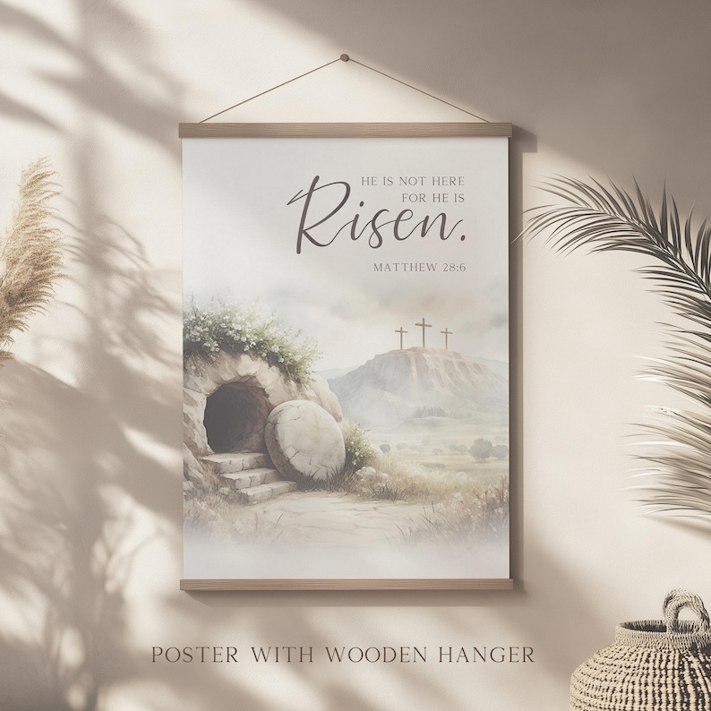 Jesus Empty Tomb Bible Verse Wall Art Poster/canvas, Matthew 28:6 He is ...