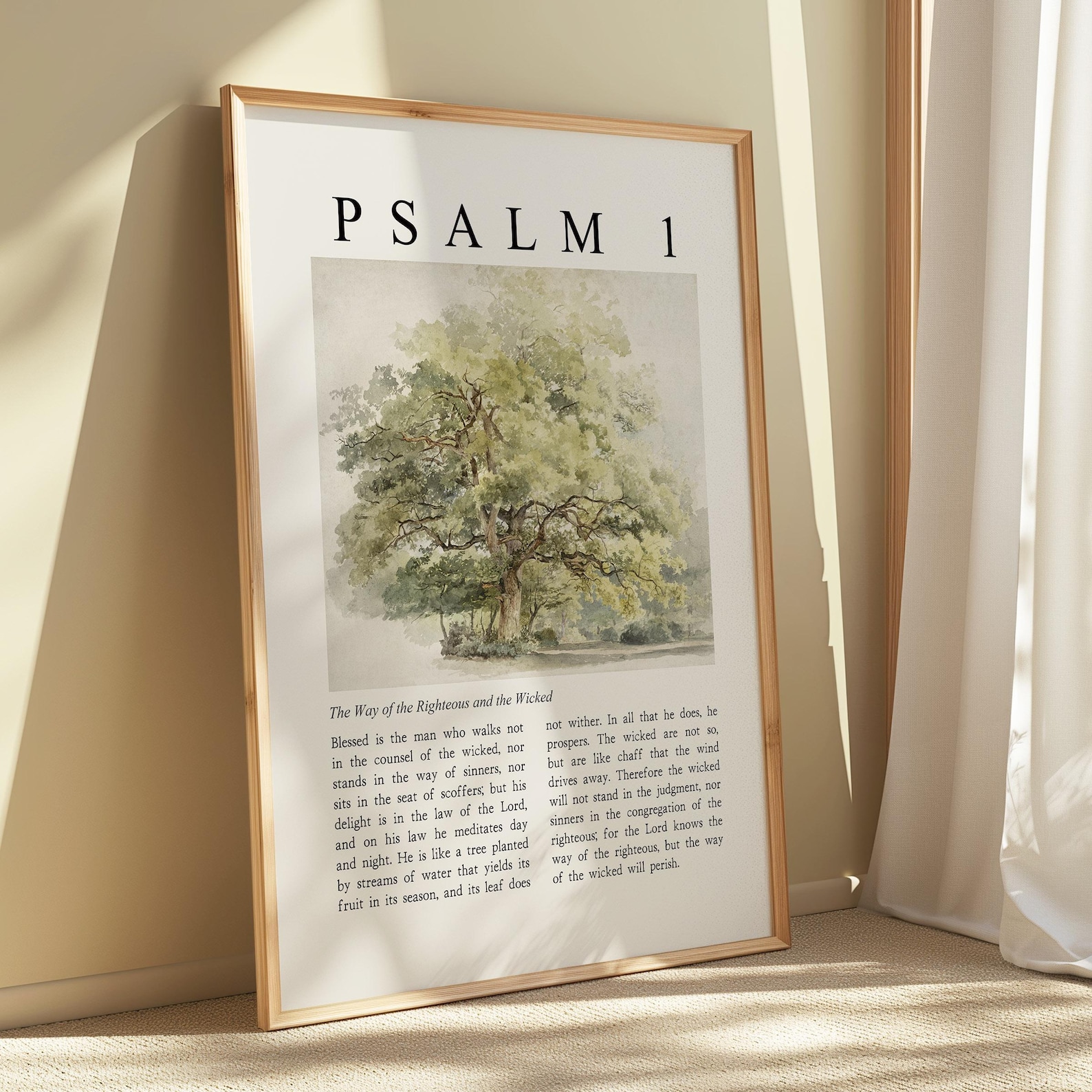 Psalm 1 He Shall Be Like a Tree Bible Verse Poster/canvas, Vintage ...
