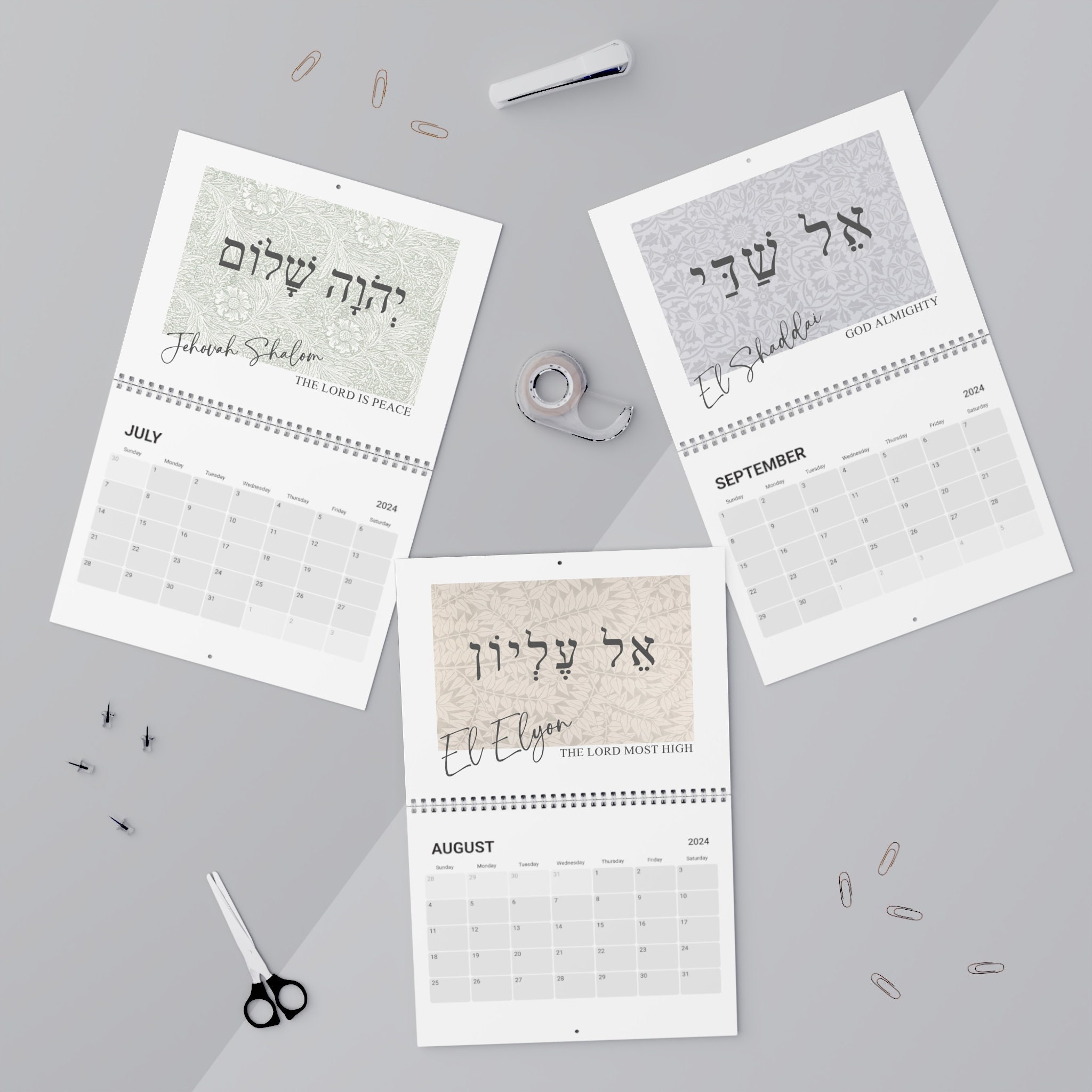 12 Hebrew Names of God and Meanings 2024 Monthly Calendar - Etsy