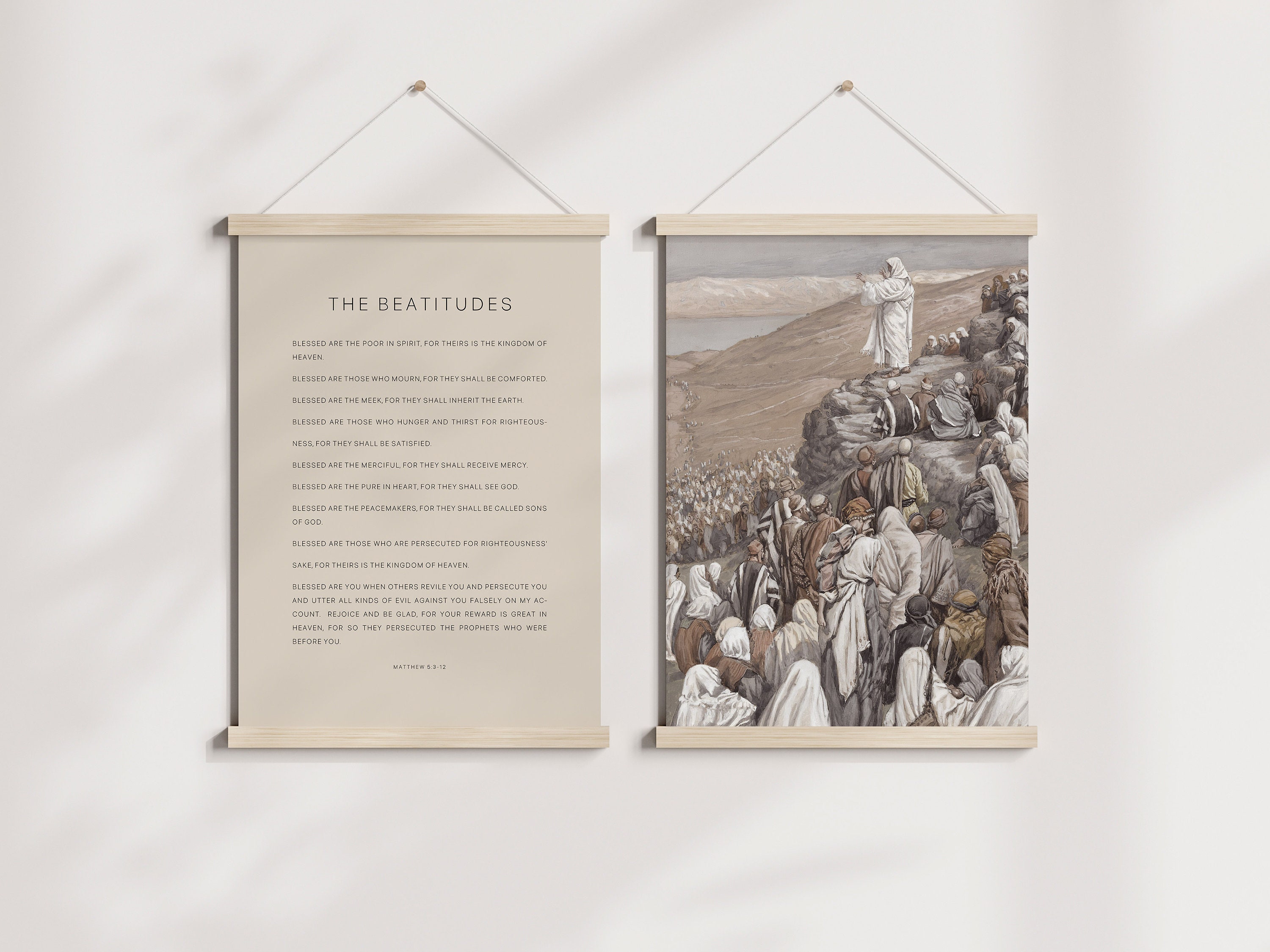 The Beatitudes Bible Verse Wall Art Unframed Poster Set of 2, Sermon on ...