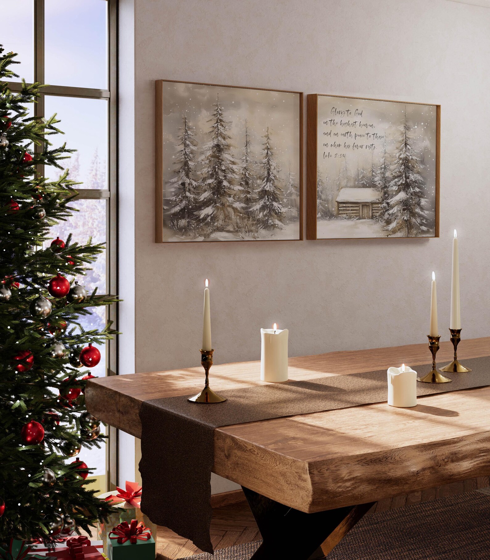 Christmas Panoramic Bible Verse Wall Art Poster/canvas, Luke 2:14 ...