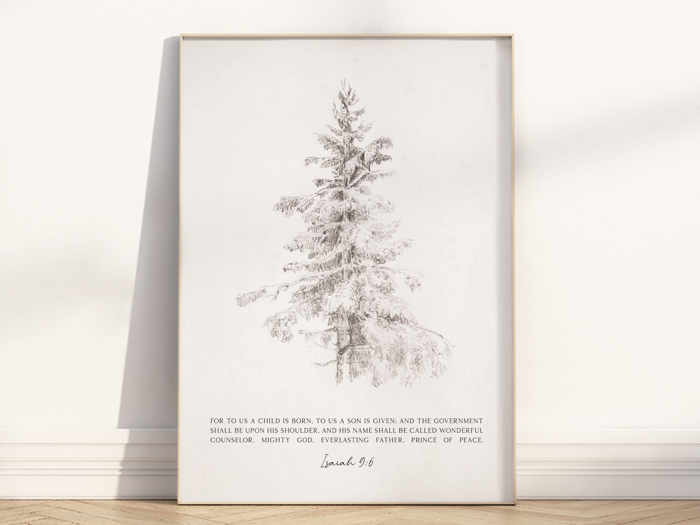 Isaiah 9:6 Christmas Bible Verse Wall Art Poster/canvas, Vintage Rustic ...