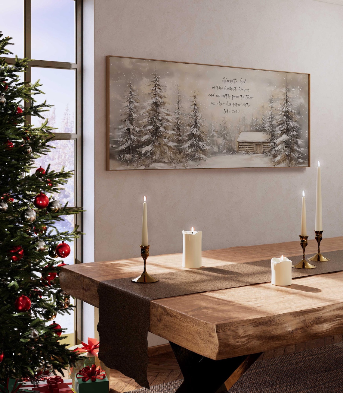 Christmas Panoramic Bible Verse Wall Art Poster/canvas, Luke 2:14 ...