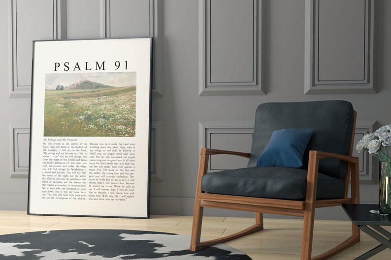 Psalm 91 My Refuge and My Fortress Bible Verse Unframed Poster Wall Art ...