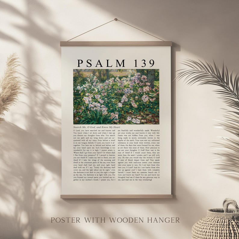 Psalm 139 Full Chapter Bible Verse Wall Art Poster/canvas, Vintage ...
