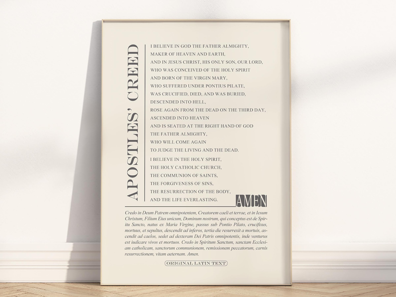 Apostles Creed Wall Art Poster/canvas, Christian Doctrine Modern ...