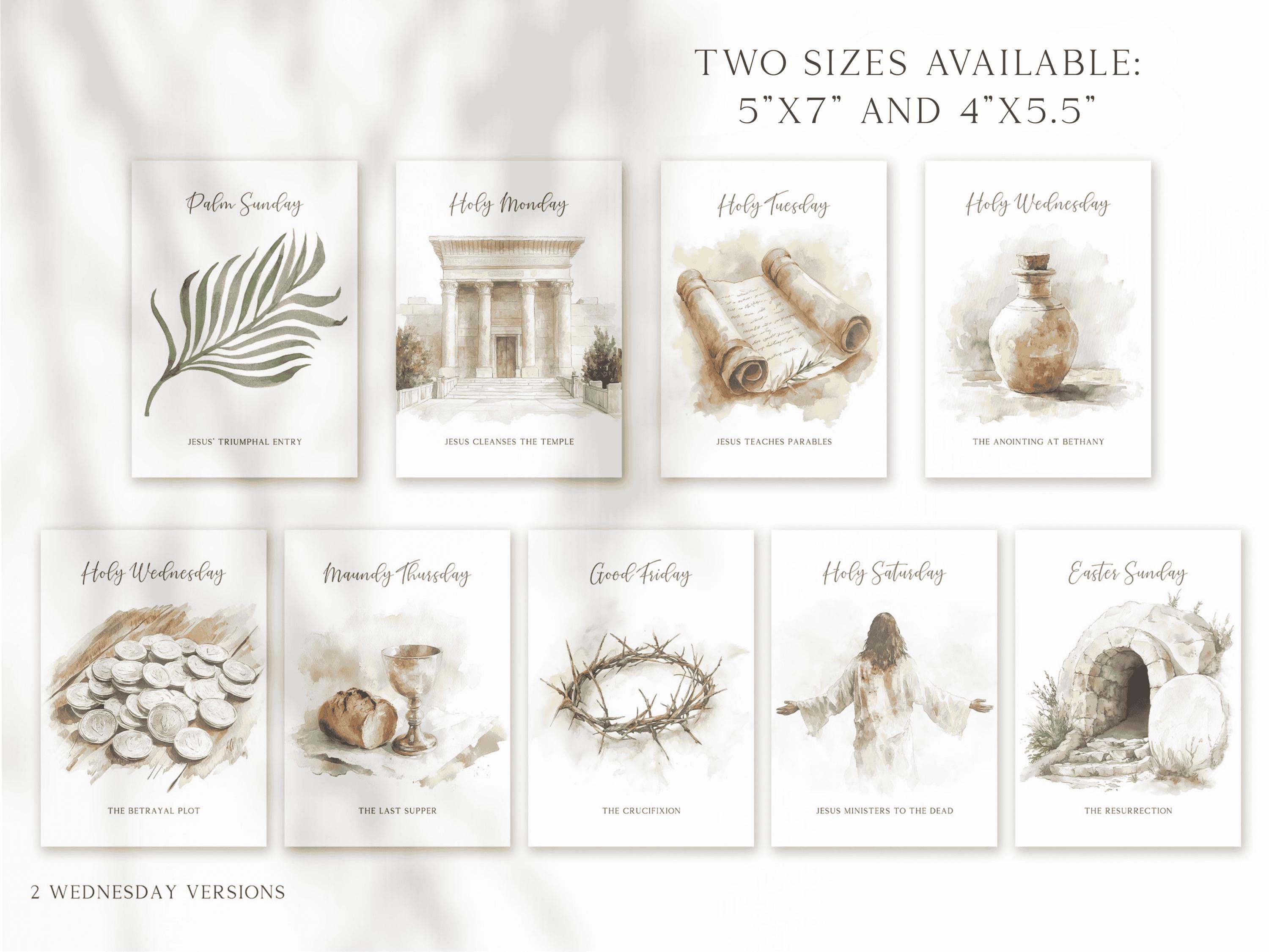 Christian Holy Week Easter Story Cards, Religious Easter Advent ...