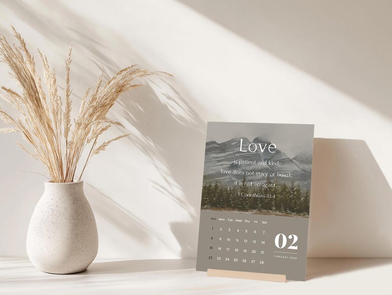 2026 Christian Desk Calendar: Watercolor Landscape Painting Artwork ...