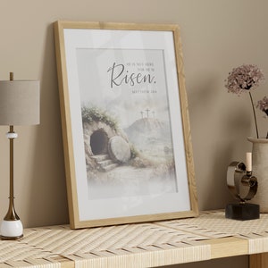 Jesus Empty Tomb Bible Verse Wall Art Poster/cavnas, Matthew 28:6 He is ...