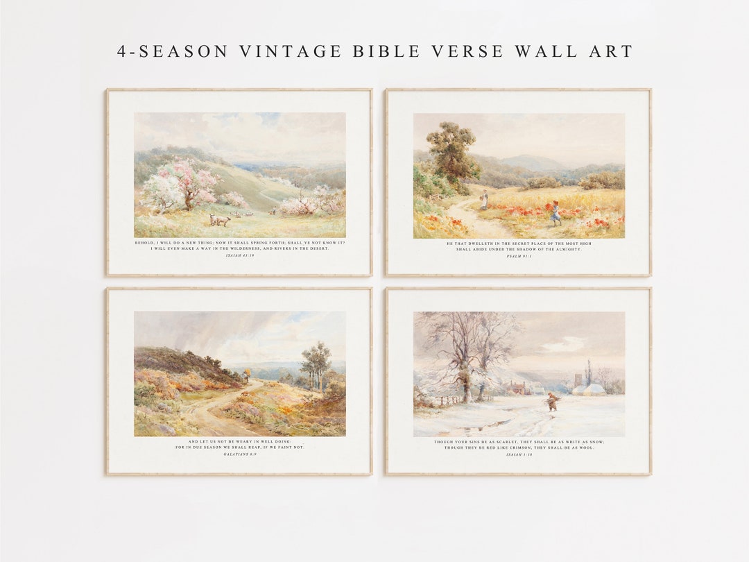 Vintage 4 Seasons Bible Verse Poster/canvas Wall Art Gallery, Christian ...
