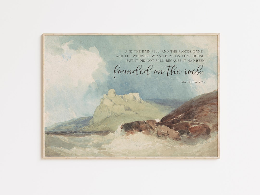 Matthew 7:25 House Built on the Rock Bible Verse Wall Art Poster/canvas ...