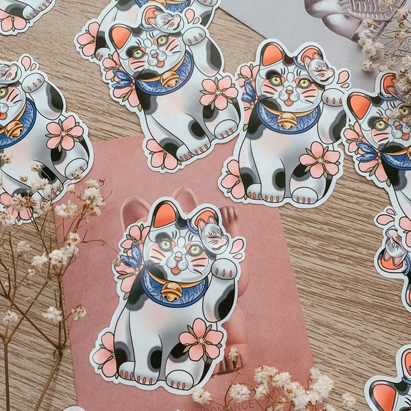 Maneki Neko Sticker - Etsy