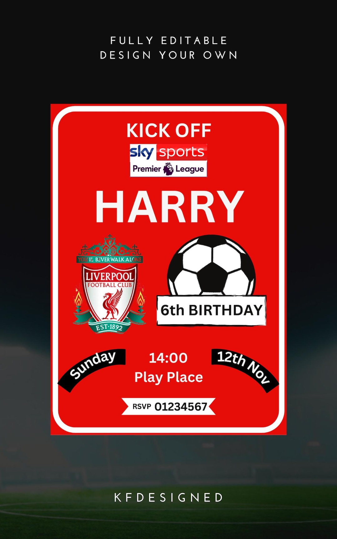 Liverpool Football Birthday Party Invitation. - Etsy